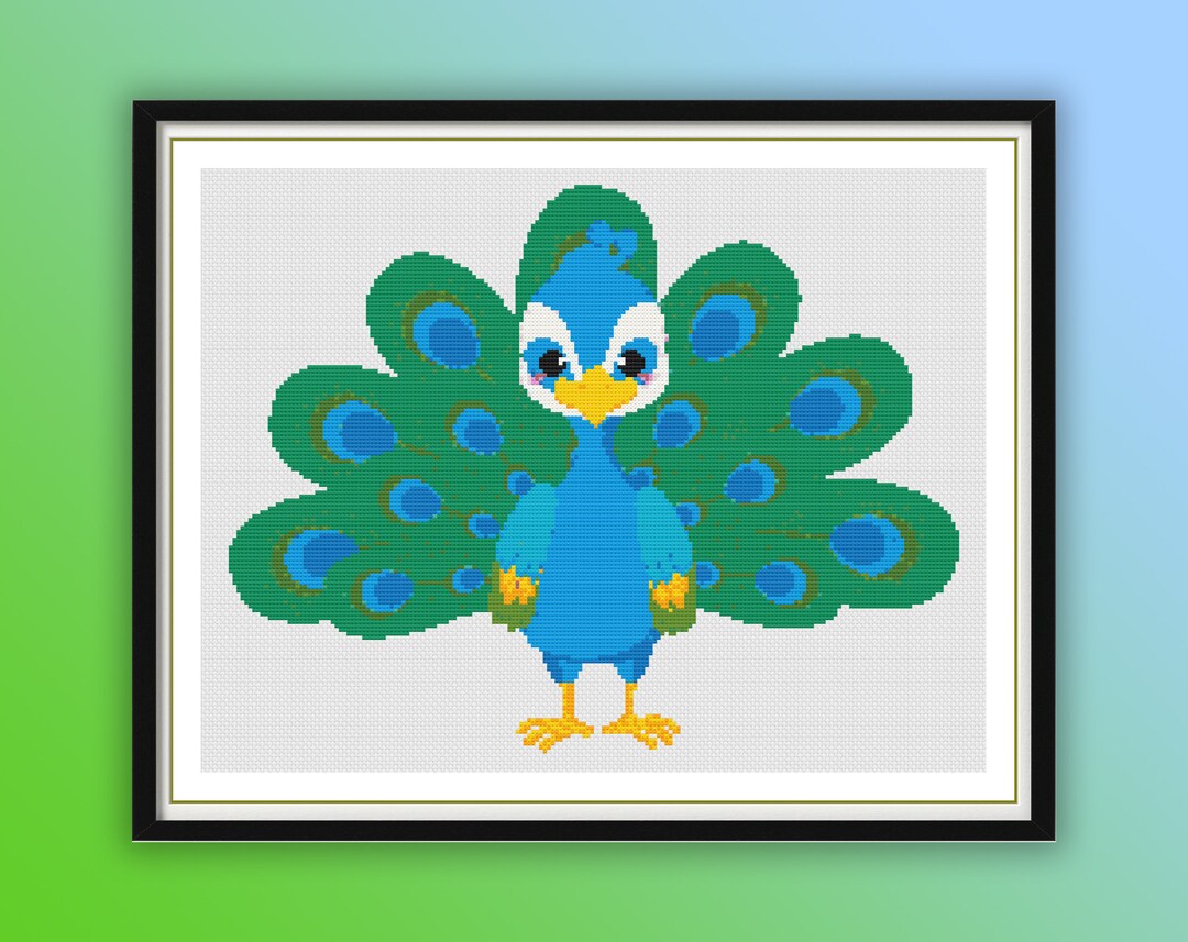 Baby Peacock Counted Cross Stitch PDF Pattern, Cute Baby Animals ...
