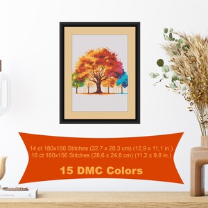 Counted Cross Stitch PDF Pattern, Watercolor Big Autumn Tree, Autumn ...