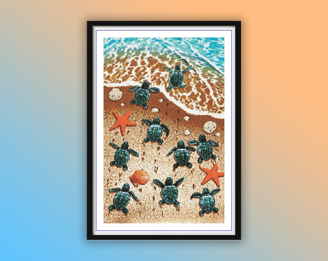 Watercolor Baby Sea Turtles Cross Stitch Pattern - Ocean Life PDF Chart ...