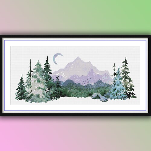 Mountain Peak Cross Stitch Pattern Mountain Design Landscape - Etsy