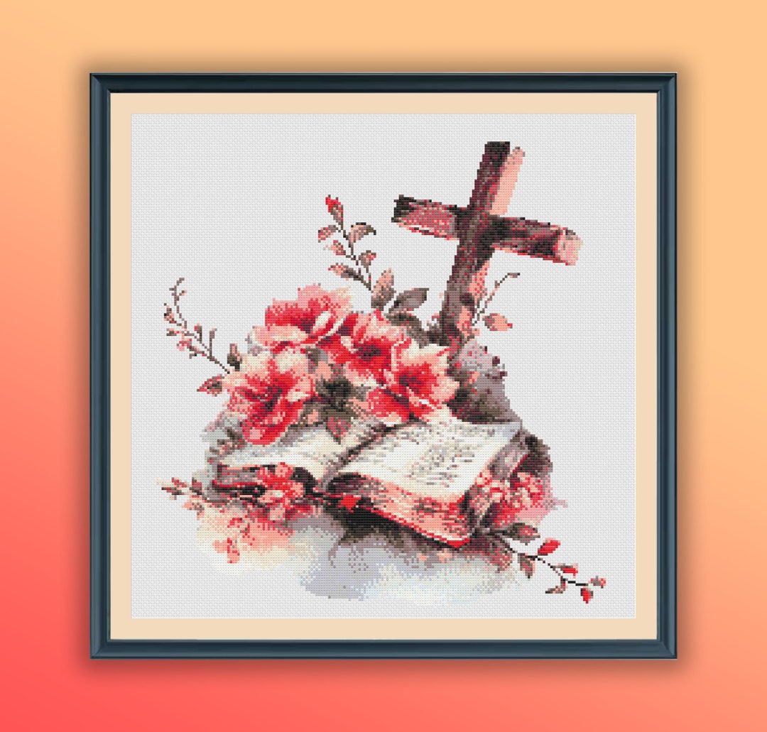 Watercolor Floral the Holy Bible Counted Cross Stitch PDF Pattern ...