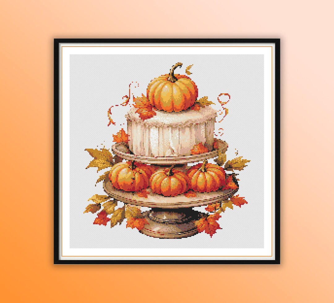Watercolor Pumpkin Pie Counted Cross Stitch Pattern, Pumpkin Cupcakes ...