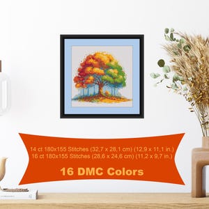 Counted Cross Stitch PDF Pattern, Watercolor Big Autumn Tree, Autumn ...
