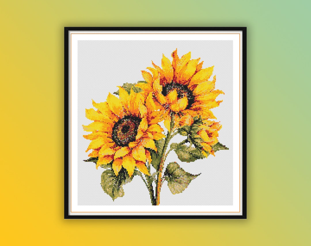 Watercolor Sunflowers Counted Cross Stitch PDF Pattern, Bouquet Cross ...