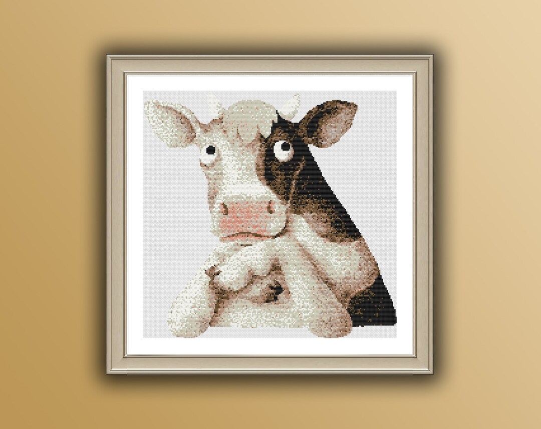 Whimsical Cow Cross Stitch Pattern - Cute Farm Animal PDF Download for ...
