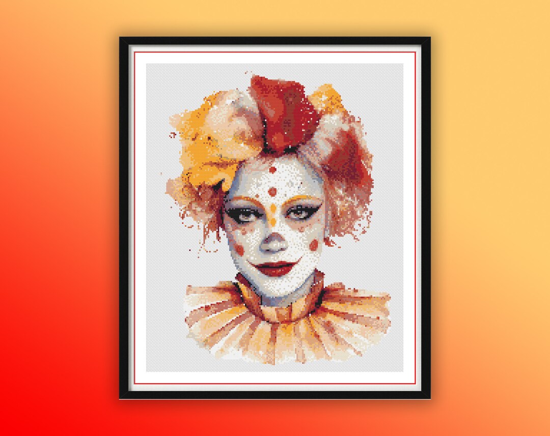 Victorian Circus Buffoon Watercolor Cross Stitch Pattern - Vintage ...