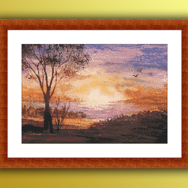 Cross Stitch Sunset - Etsy