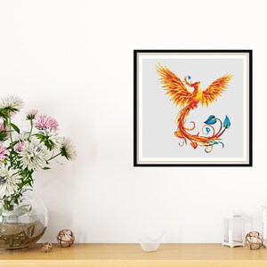 Mystical Phoenix Rising Cross Stitch Pattern: Golden Embroidery PDF for ...