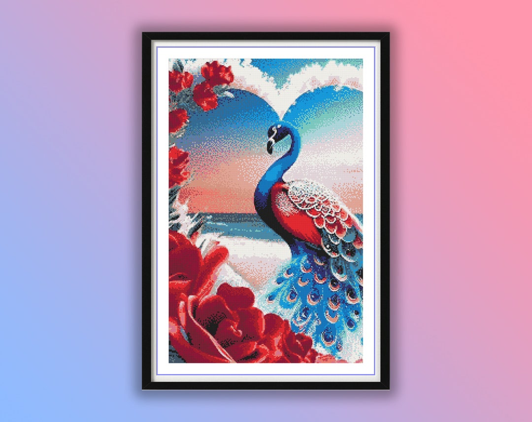 Watercolor Peacock Counted Cross Stitch PDF Pattern, Colorful Birds ...