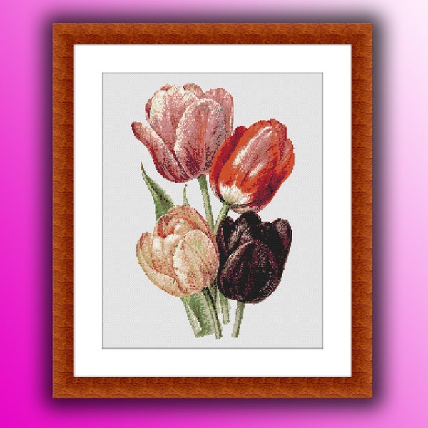 Tulip Cross Stitch - Etsy