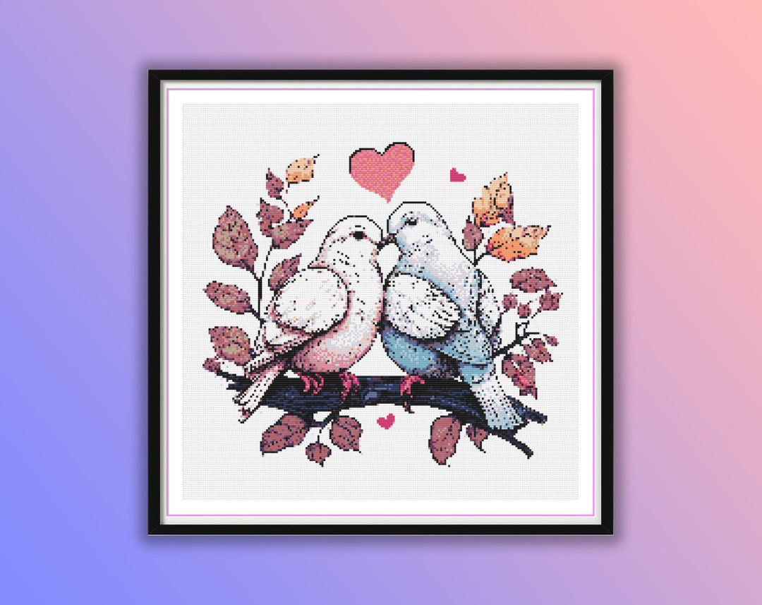 Valentine's Day Dove Cross Stitch Pattern: Romantic Bird Design PDF ...