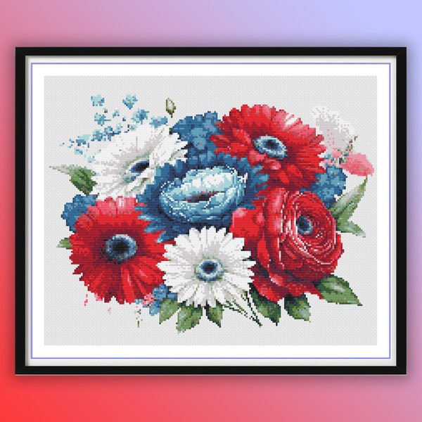 Red White and Blue Cross Stitch Pattern - Etsy