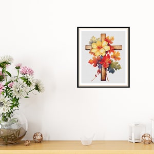 Watercolor Christian Fall Cross Counted Cross Stitch PDF Pattern ...