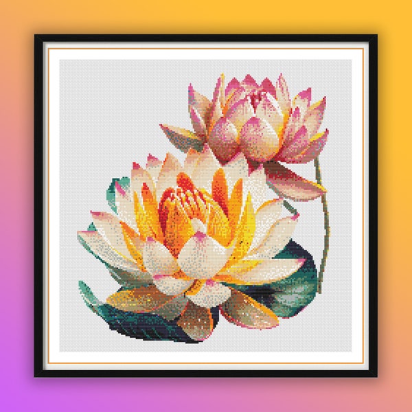 Lotus Cross Stitch - Etsy