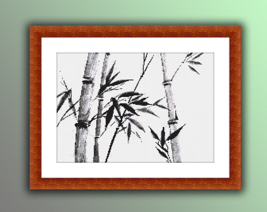 Watercolor Japanese Bamboo Tree Needlepoint: Digital Cross Stitch ...