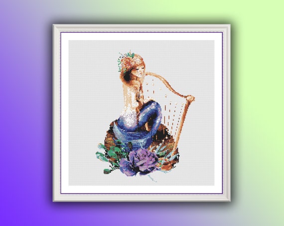 Mermaid Counted Cross Stitch PDF Pattern Mermaid DMC Chart - Etsy