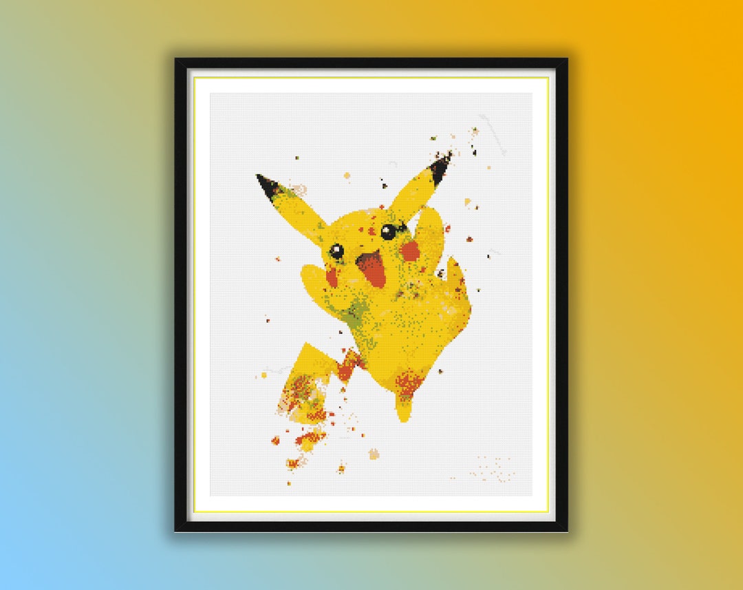 Watercolor Pikachu Pokemon Counted Cross Stitch PDF Pattern - Etsy