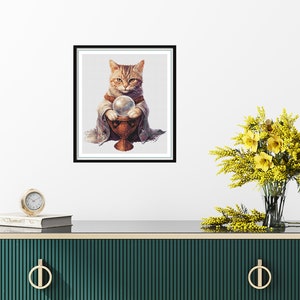 Watercolor Fortune Teller Cat Counted Cross Stitch PDF Pattern, Magical ...