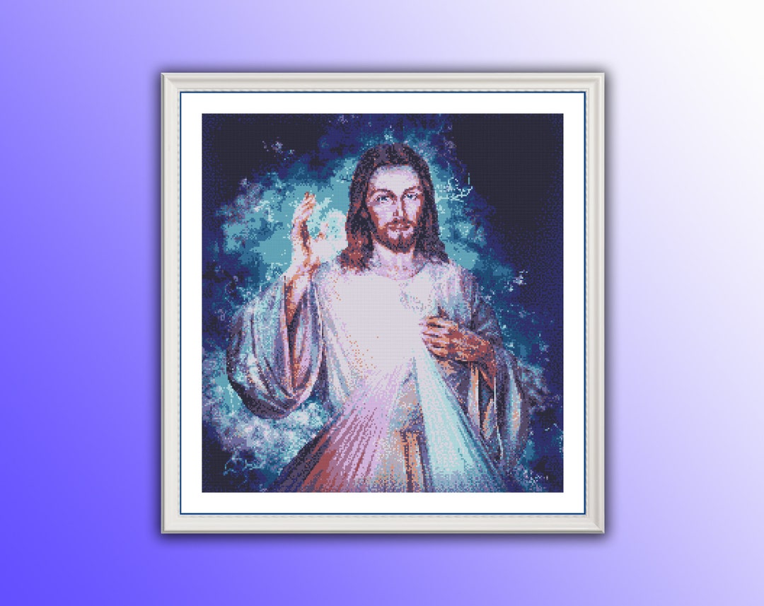 Jesus Christ Needlepoint Pattern: Religious Cross Stitch PDF Download ...