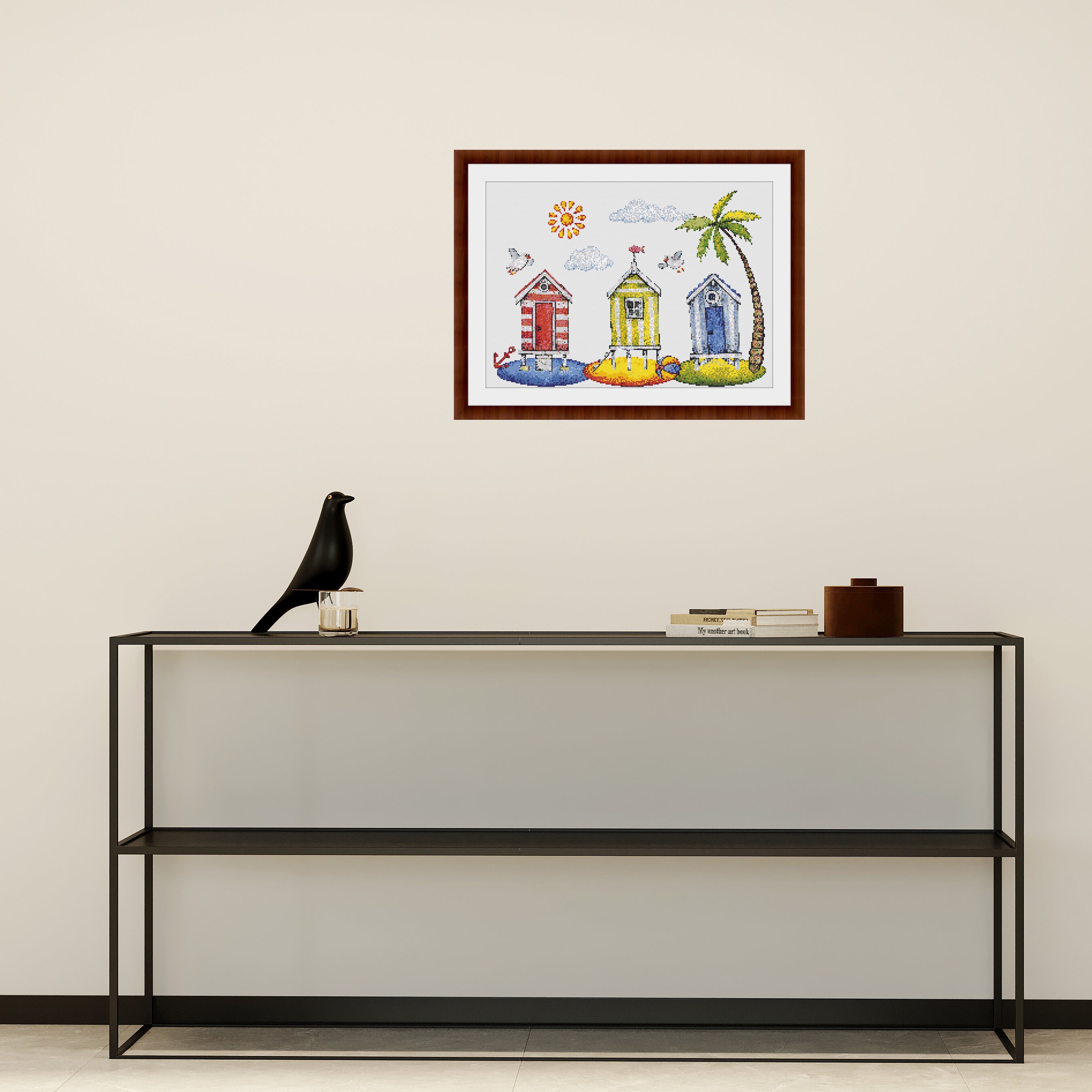 Summer Beach Houses Landscape Counted Cross Stitch PDF | Etsy