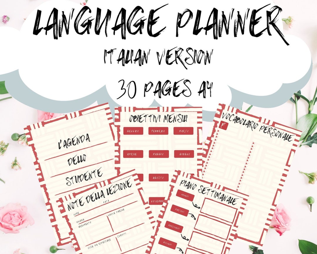 Language Planner - Italian Version - "l'agenda Dello Studente" - Etsy