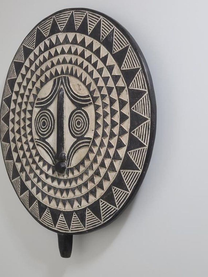 African Sun Mask Black and White Traditional African Craft - Etsy