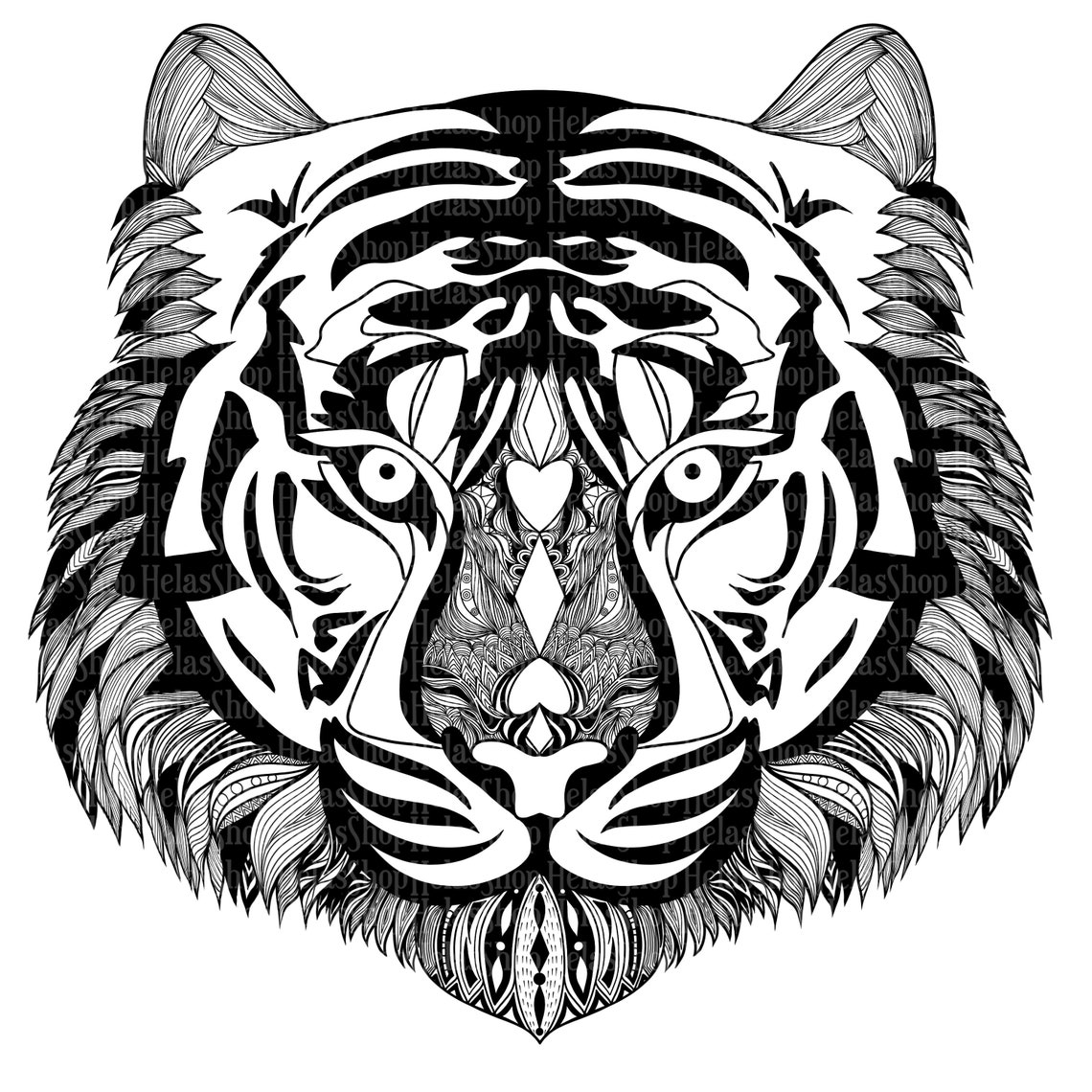 Tiger Kopf Mandala SVG PNG Färbung Seite Mandala | Etsy