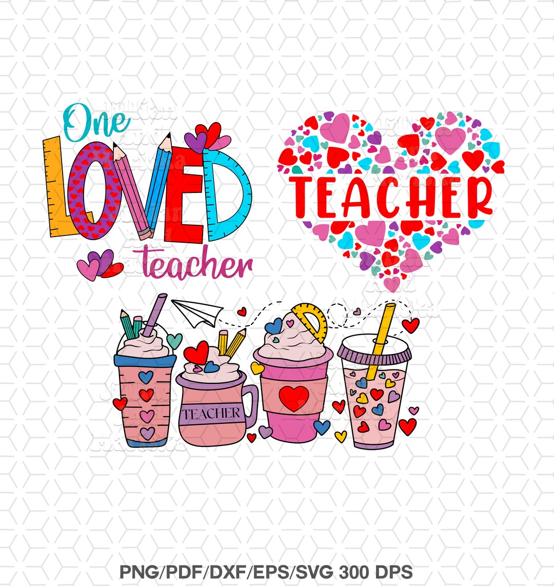 Teacher's Valentine's Day SVG Bundle, Holiday Clipart Png Eps Dxf ...