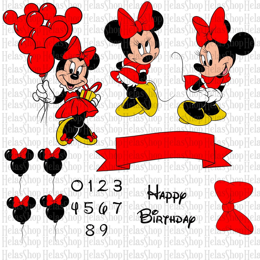Minnie Mouse Birthday Pack Svg Png | Minnie Mouse Svg | Minnie Mouse ...