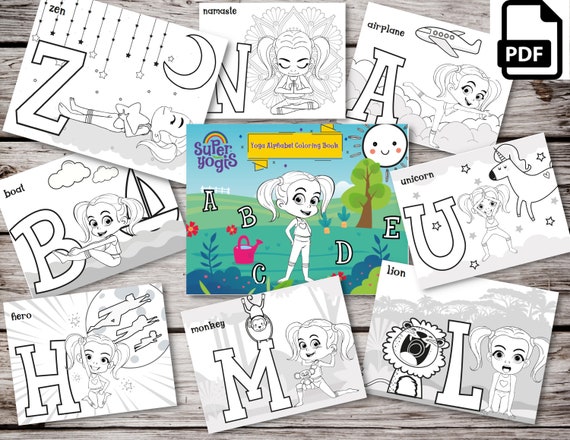 Downloadable English Super Yogis Alphabet Coloring Book - Etsy