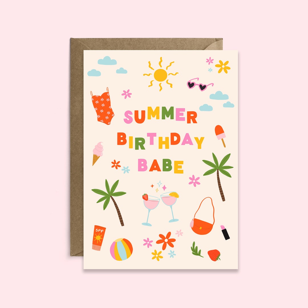 Summer Babe Birthday Card | Summer Birthday Card | Born in the Summer ...