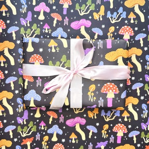 Mushroom Wrapping Paper | Luxury Birthday Gift Wrap | Funky Mushrooms ...