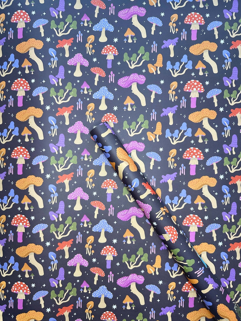 Mushroom Wrapping Paper | Luxury Birthday Gift Wrap | Funky Mushrooms Wrapping | Psychedelic ...