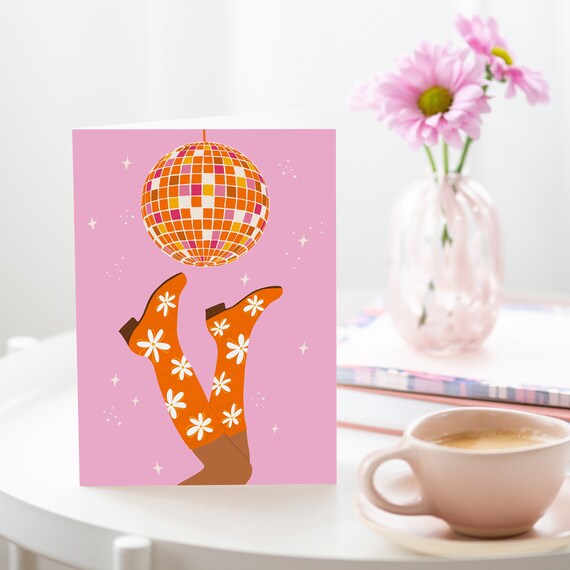 Disco Birthday Card for Her Retro Groovy Birthday Card for - Etsy UK