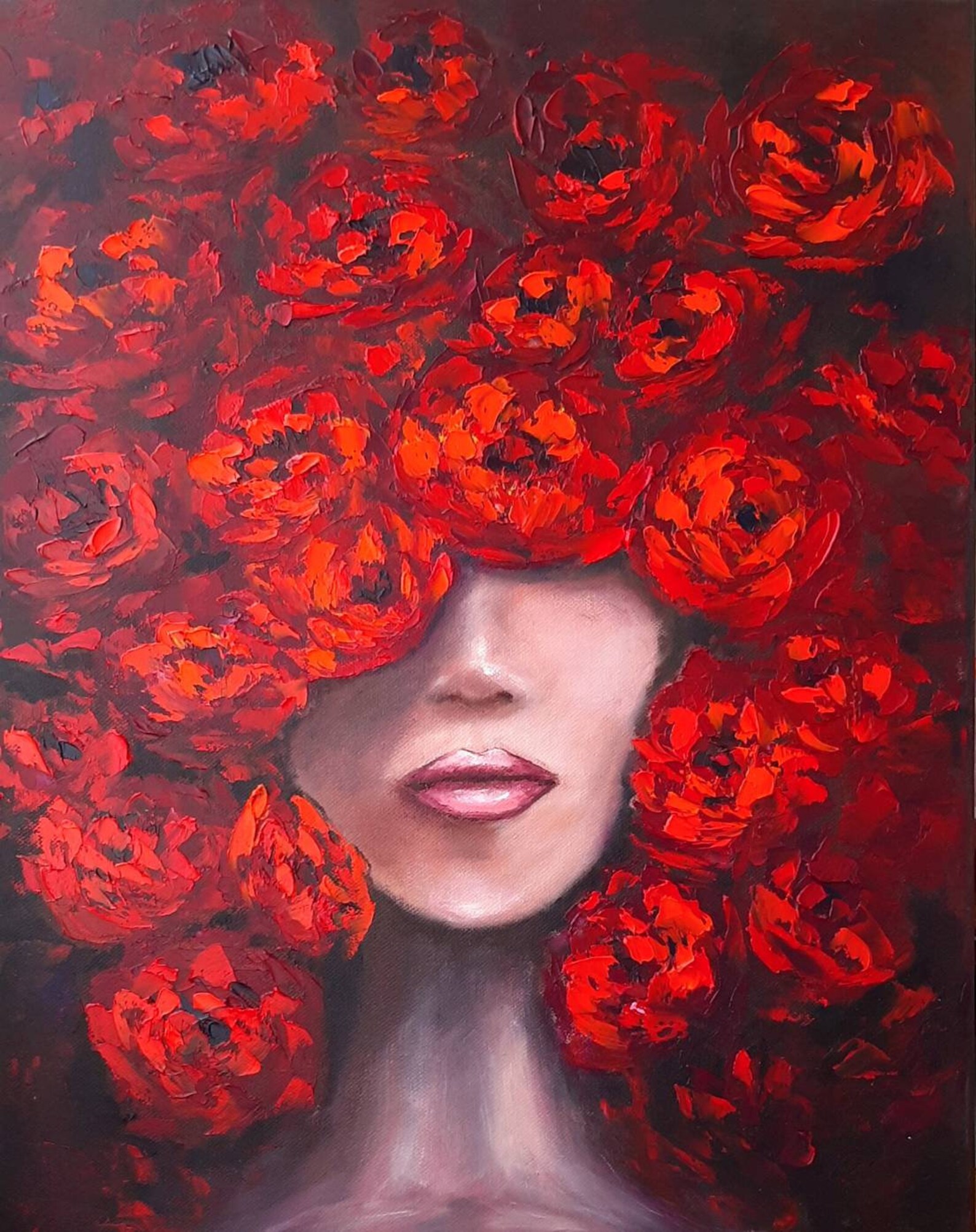 Woman Face Artwork Original Art Faceless Portrait | Etsy