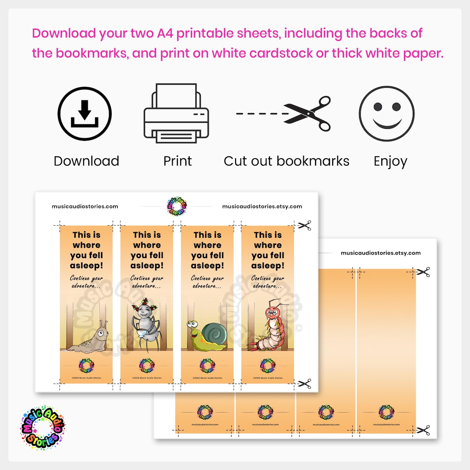 4 Printable Bookmarks | Doubled-sided Digital JPG Download Bookmark Set ...