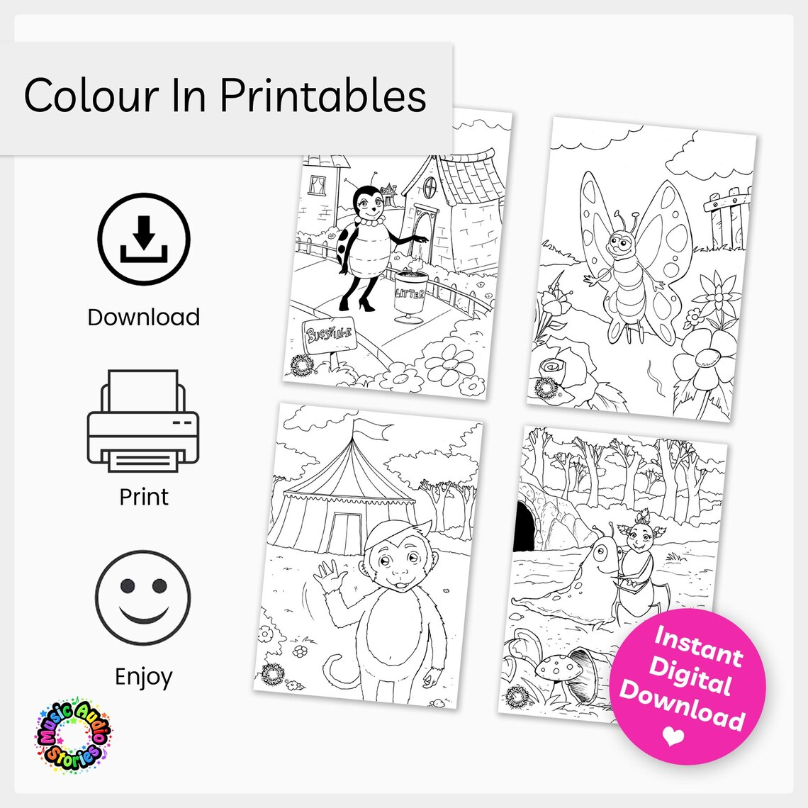 Colour in Pages | Character Bundle + 1 Free Page | Printables for Kids ...