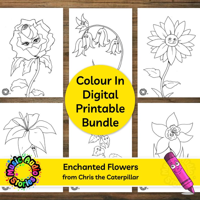 Enchanted Flower Colouring Pages: Kids Printable Bundle (digital ...
