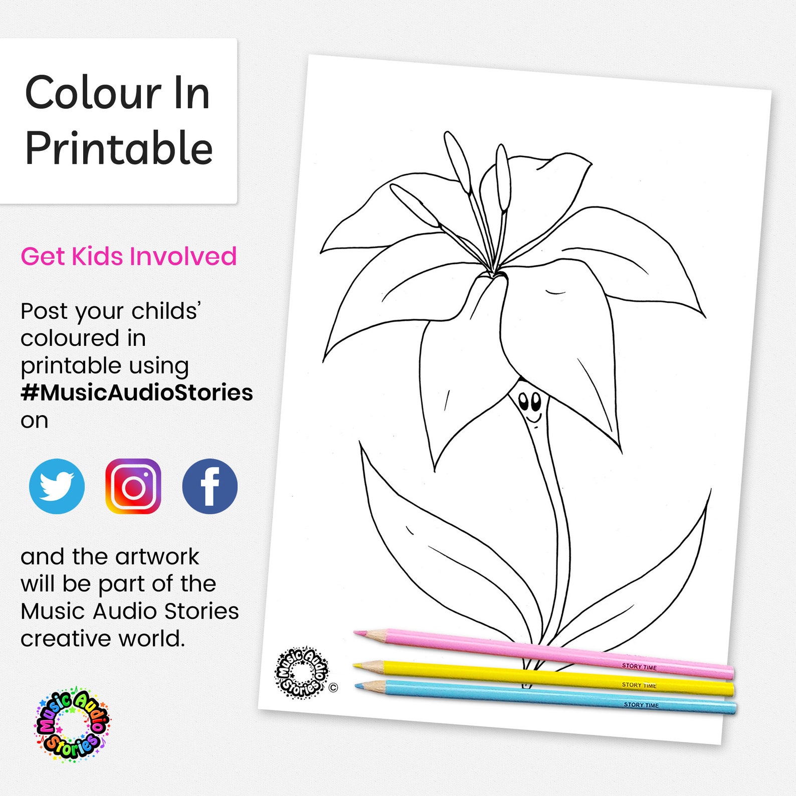 Lily Flower Colouring Page: Kids Art Activity (A4 Printable) - Etsy