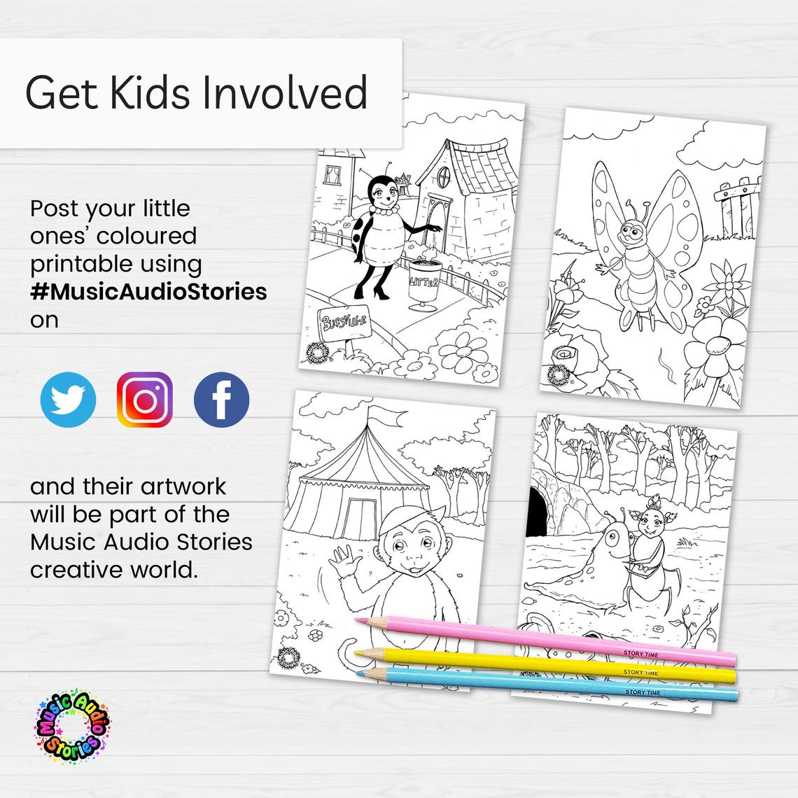 Colour in Pages | Character Bundle + 1 Free Page | Printables for Kids ...
