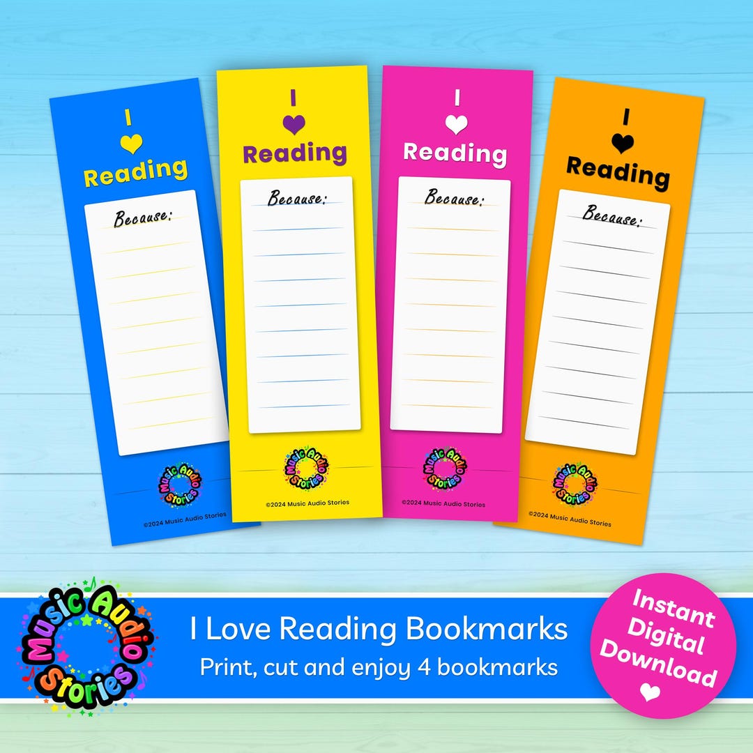 Printable 'I Love Reading' Bookmarks: Write-on Gift Set (digital ...