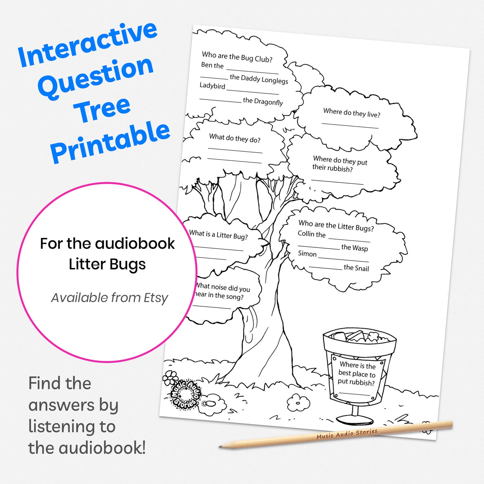 Digital Interactive Question Tree Printable for Litter Bugs | Etsy