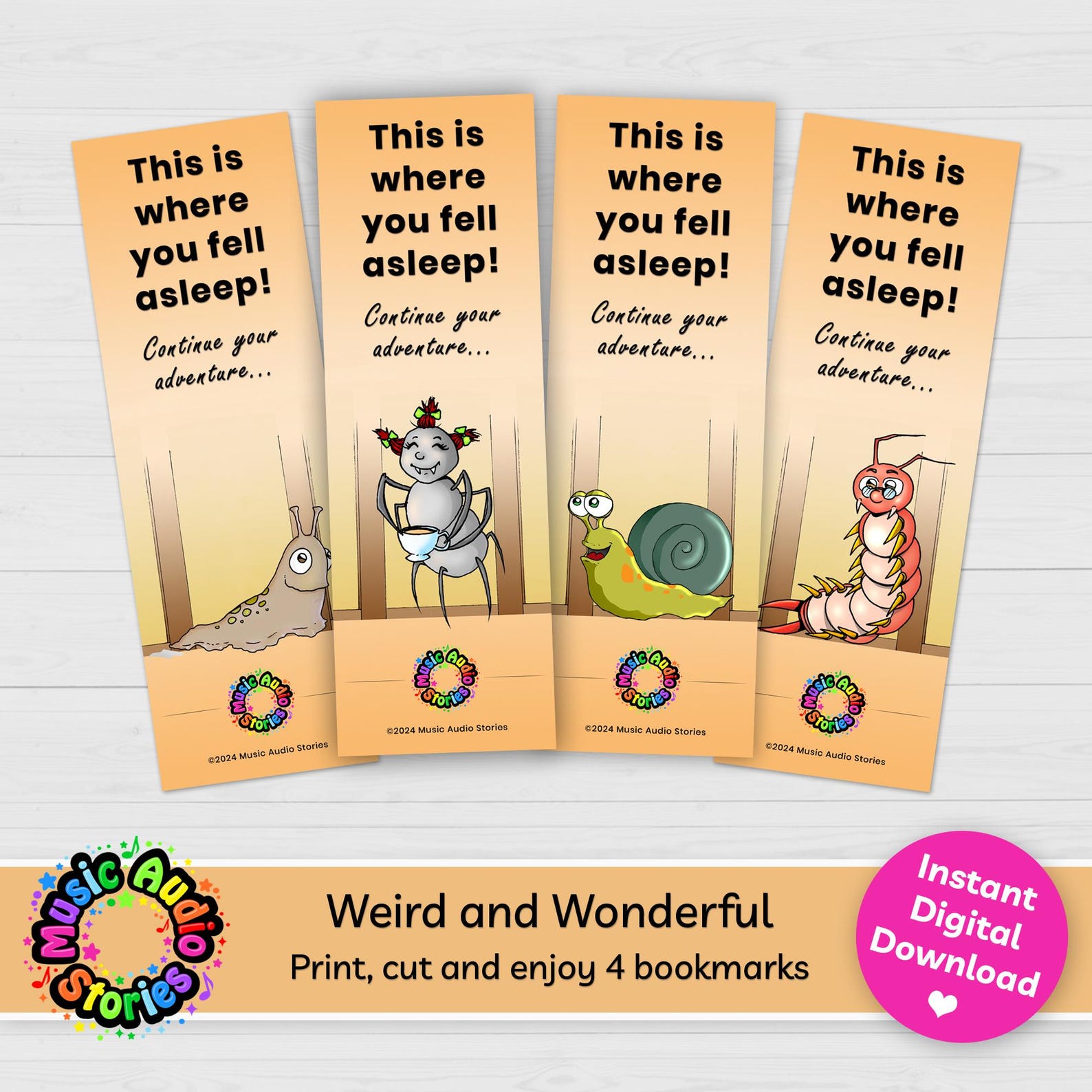 4 Printable Bookmarks | Doubled-sided Digital JPG Download Bookmark Set ...