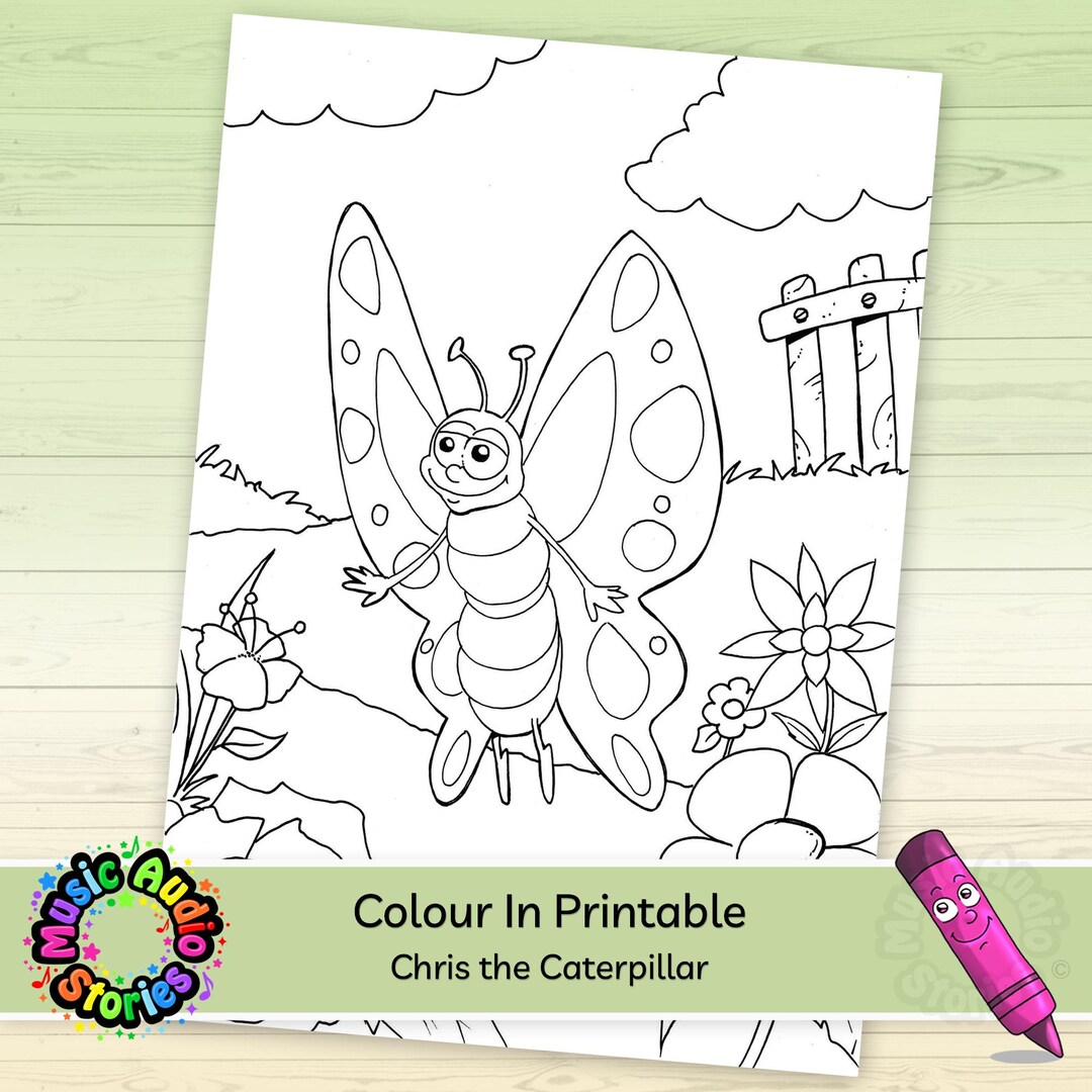 Chris the Caterpillar Colouring Page: Fun Kids Art Activity (A4 ...