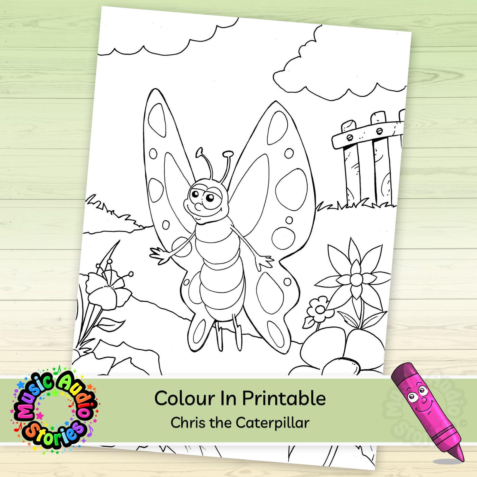 Chris the Caterpillar Colouring Page: Fun Kids Art Activity (A4 ...