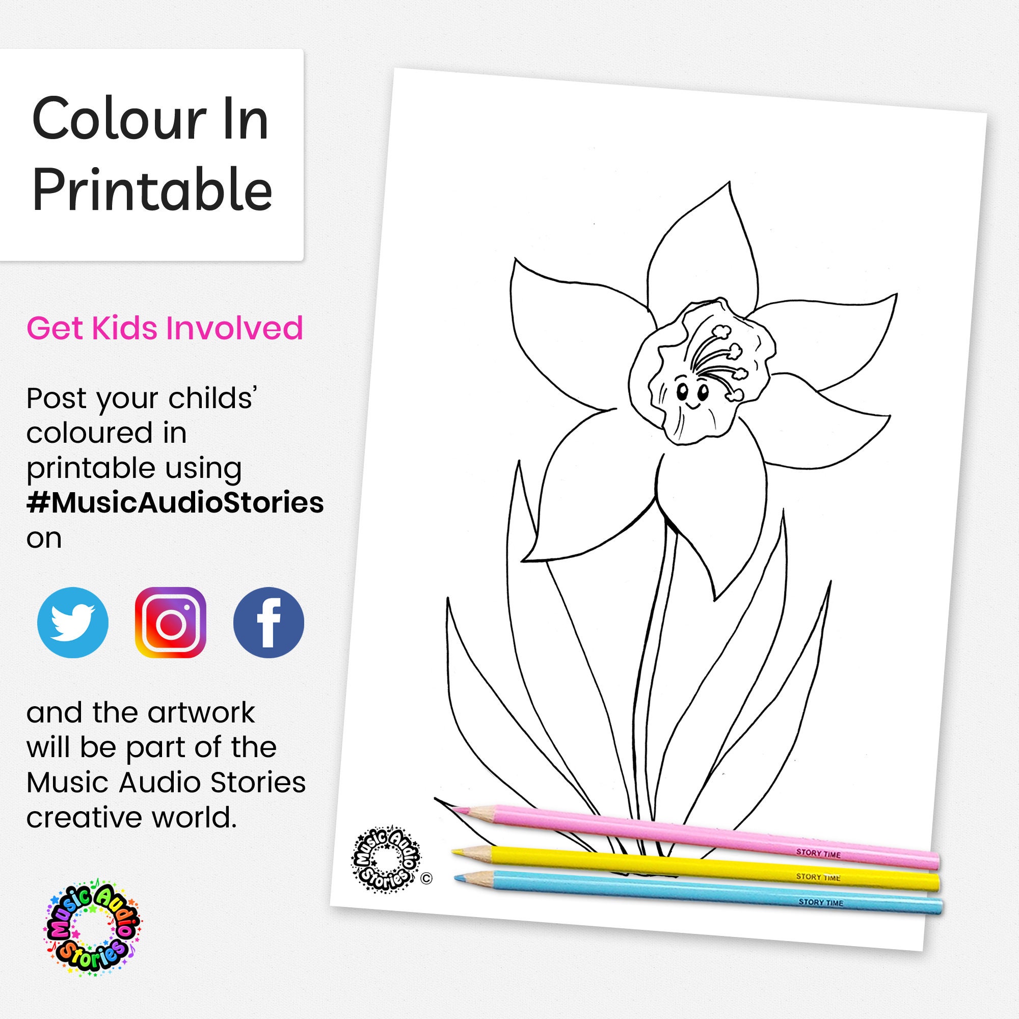 Spring Printables - Daffodil Colouring Page: Kids Art Activity (A4 ...
