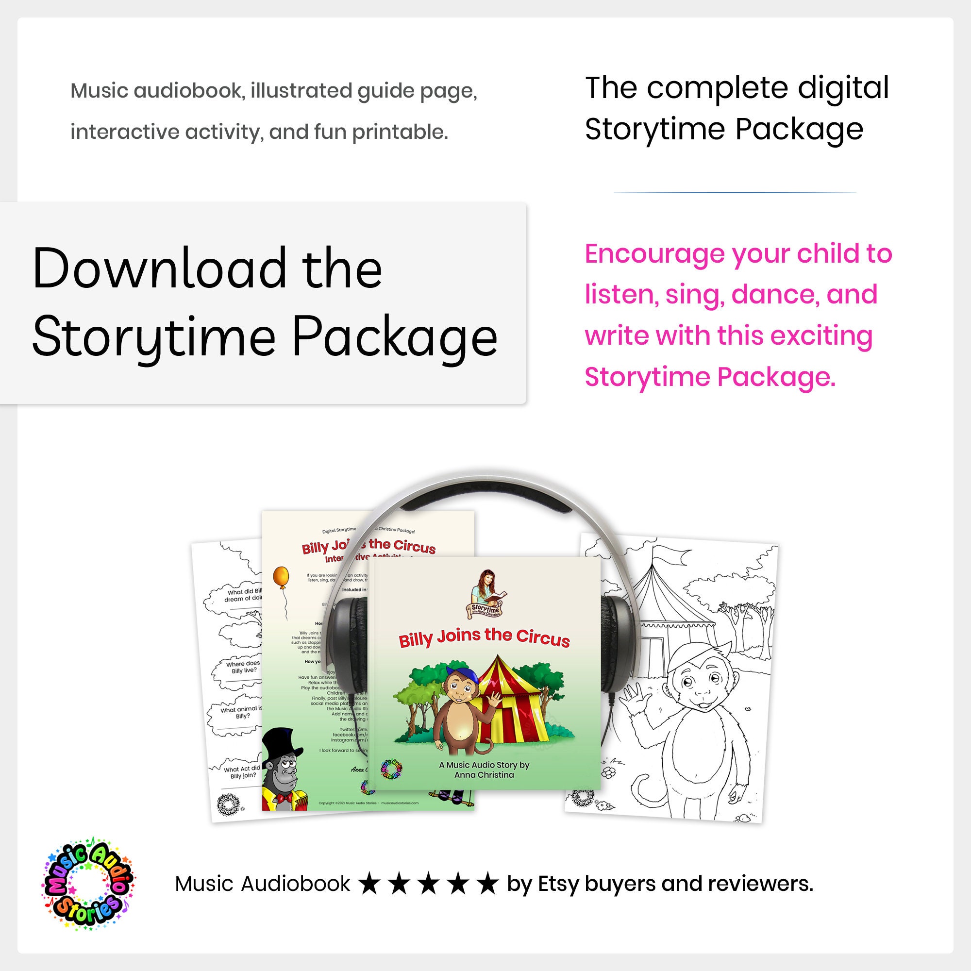 Music Audio Story Printables Audiobook with Sing-along Song Preschool ...