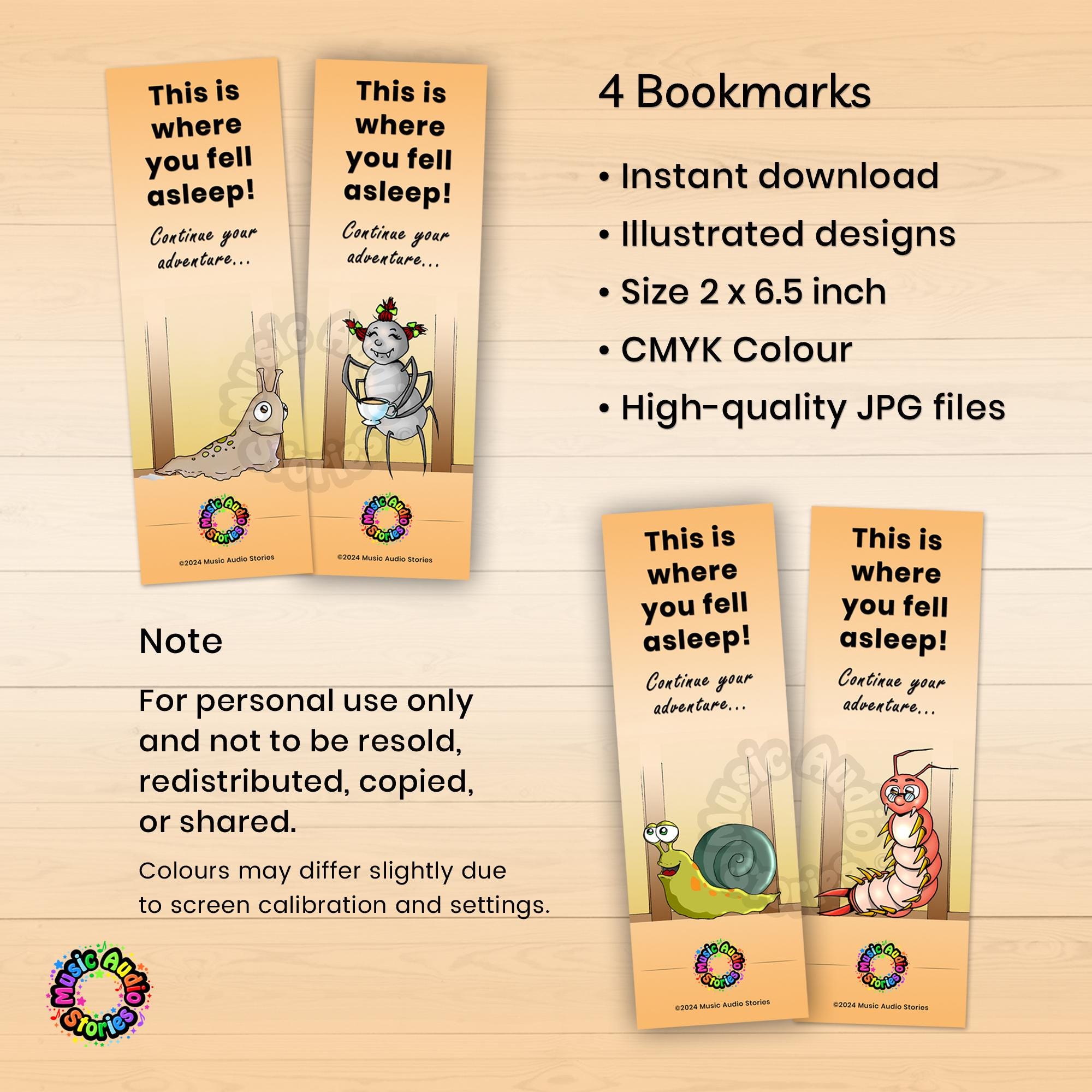 4 Printable Bookmarks | Doubled-sided Digital JPG Download Bookmark Set ...
