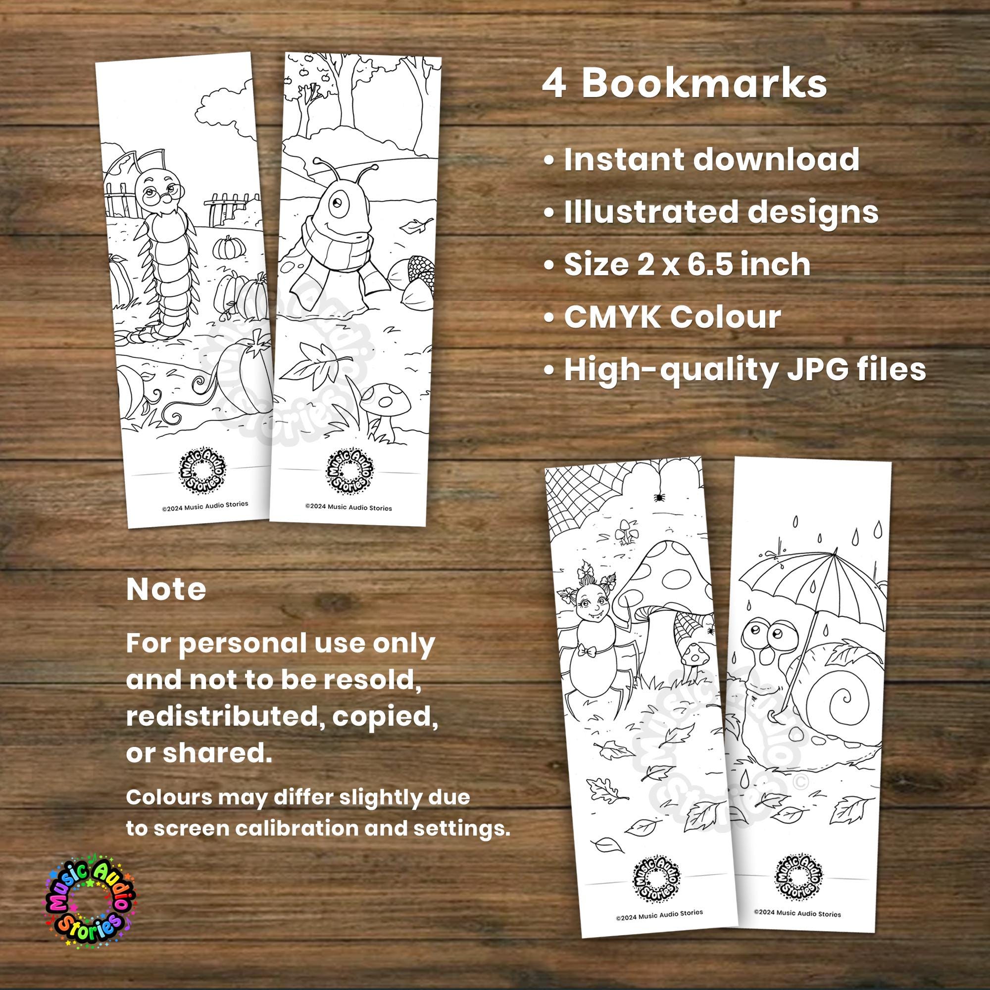 4 Printable Bookmarks | Doubled-sided Digital JPG Download Bookmark Set ...