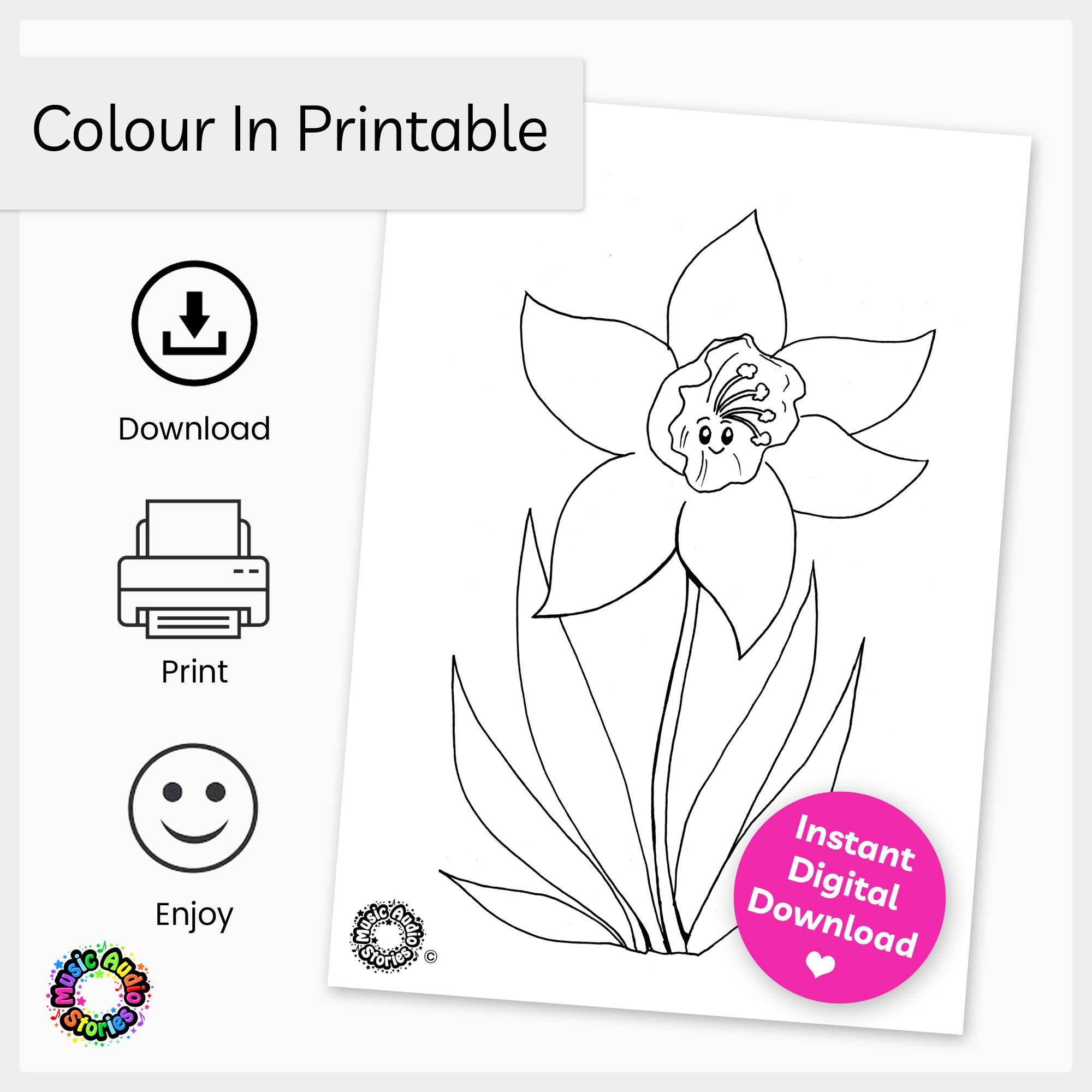 Spring Printables - Daffodil Colouring Page: Kids Art Activity (A4 ...